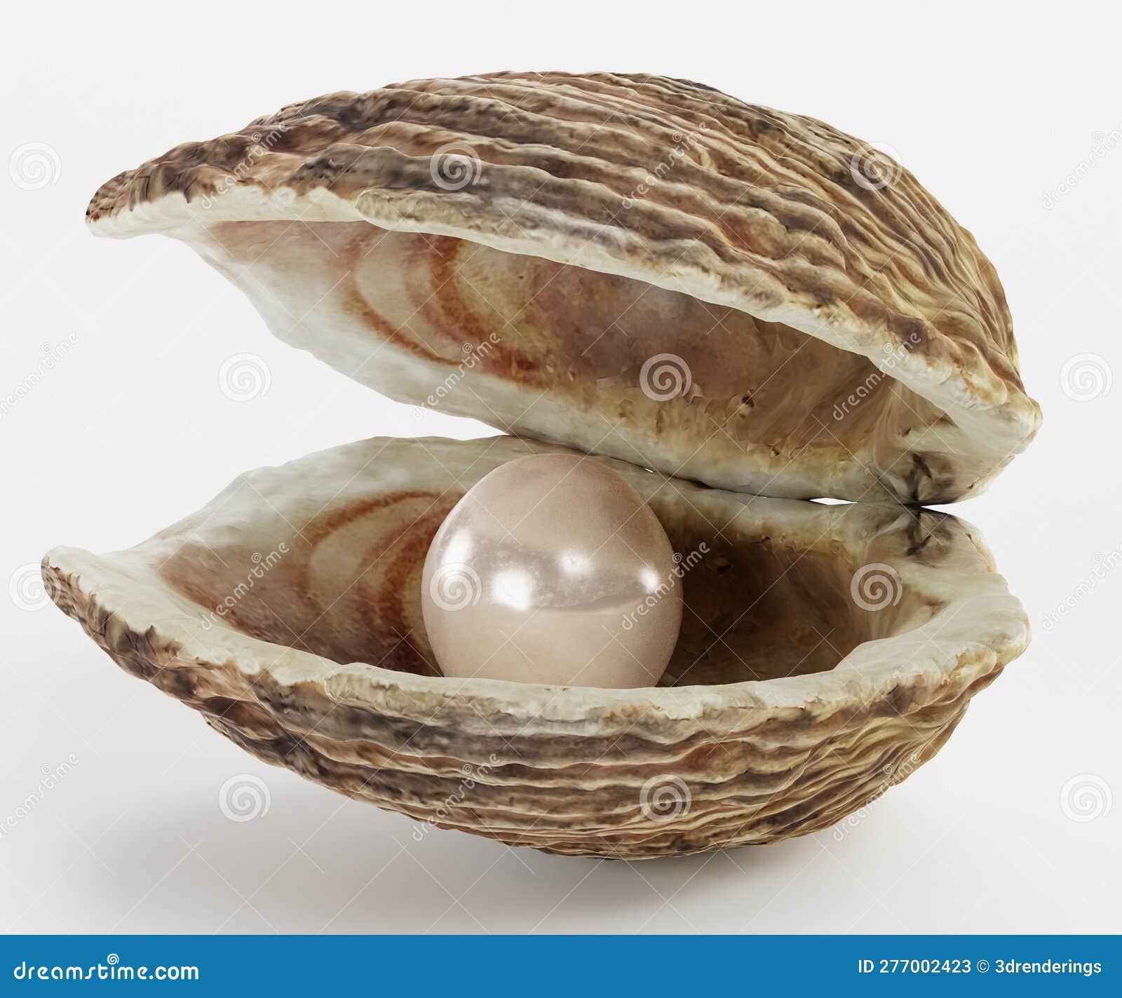 3D Render of Pearl in Shell Stock Illustration - Illustration of ...