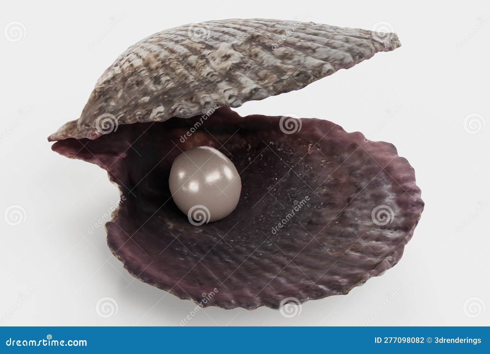 3D Render of Pearl in Shell Stock Illustration - Illustration of render ...