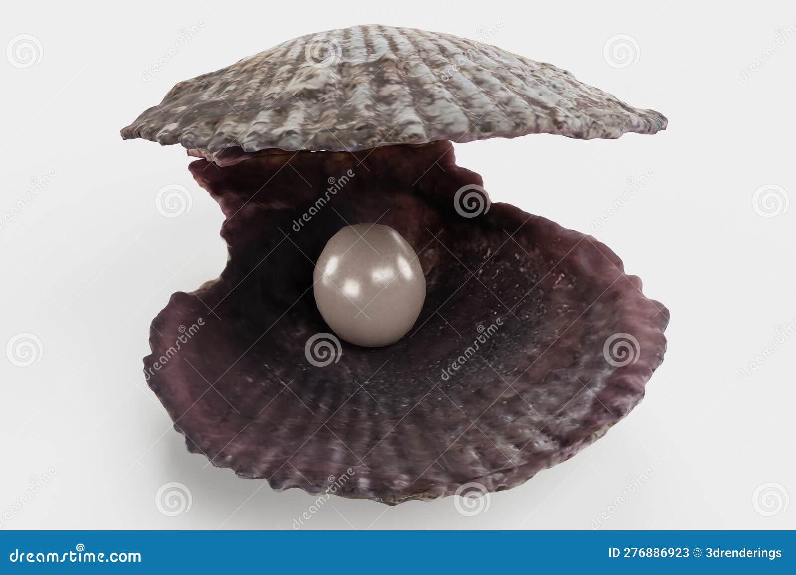 3D Render of Pearl in Shell Stock Illustration - Illustration of ...