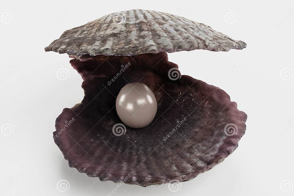 3D Render of Pearl in Shell Stock Illustration - Illustration of ...