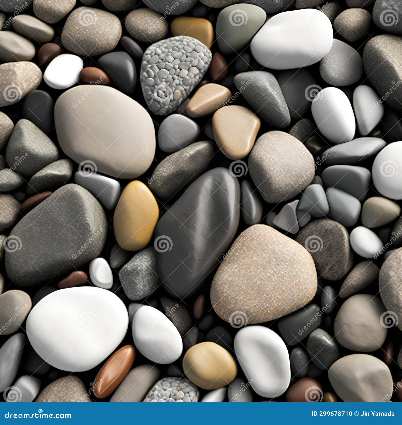3d Render of Pebble Stone Background with Different Colors, Top View ...