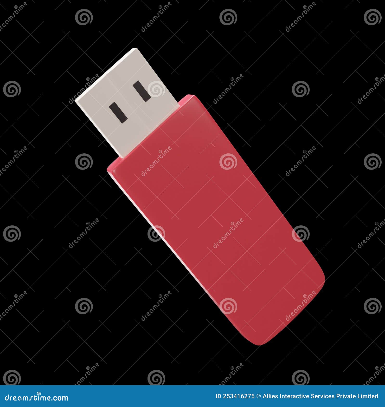 3D Render of Pen Drive Icon on Black Stock Illustration - Illustration ...