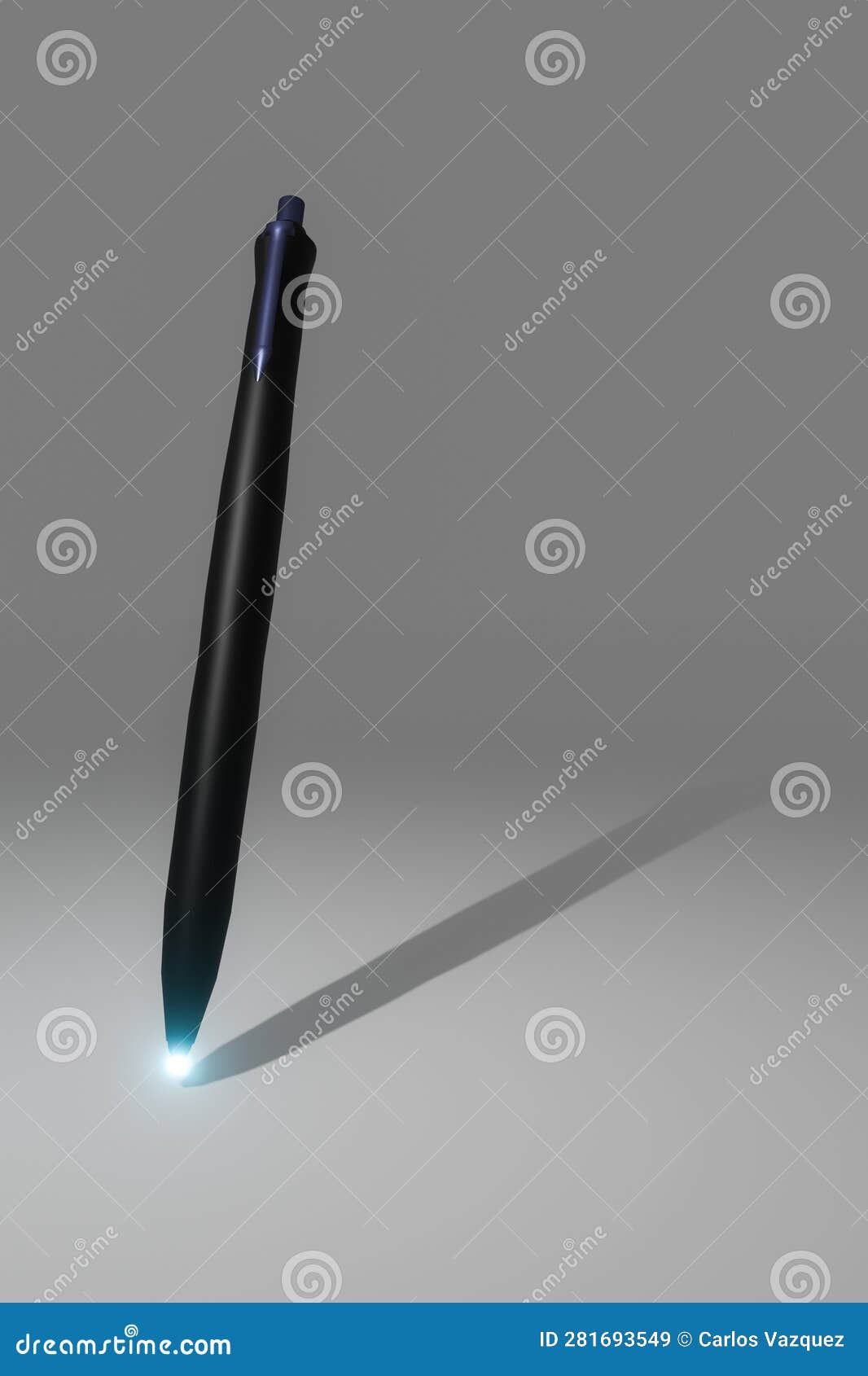 3D render pen with light stock illustration. Illustration of space ...