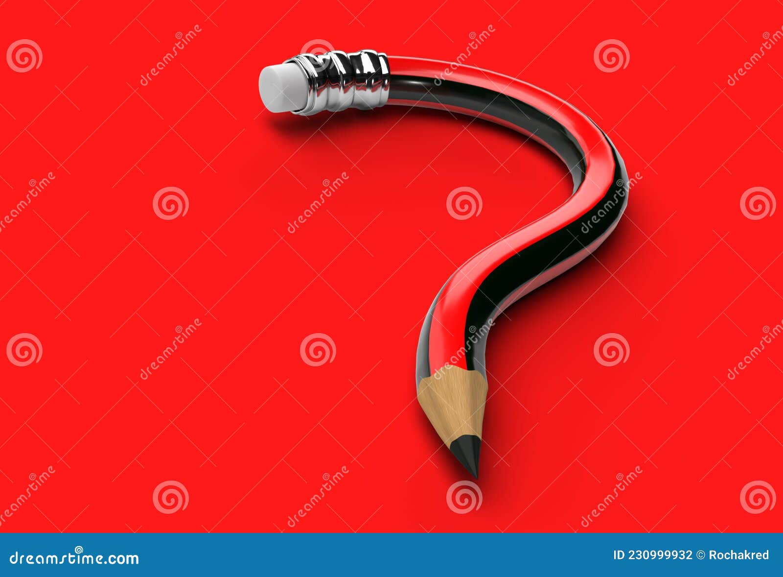 3D Render Pencil Question Mark Pen Tool Created Clipping Path Included ...