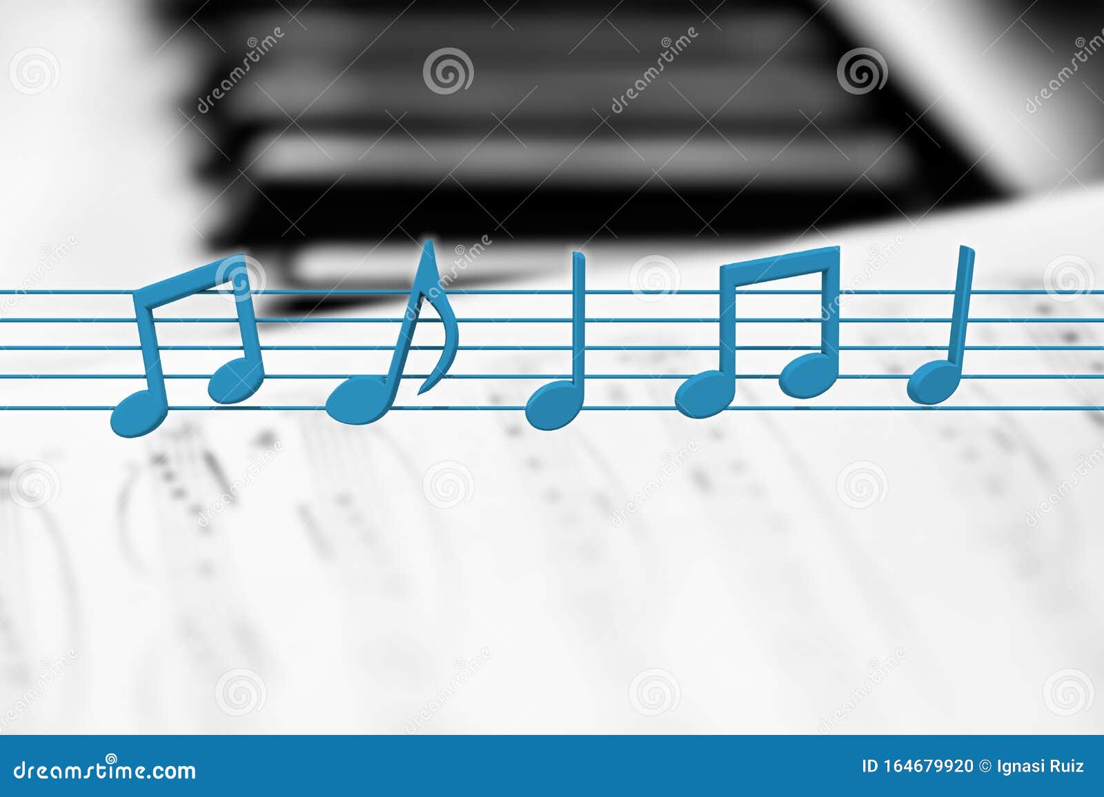 3D Render . Pentagram With Shiny Music Notes. Musical Background Stock ...