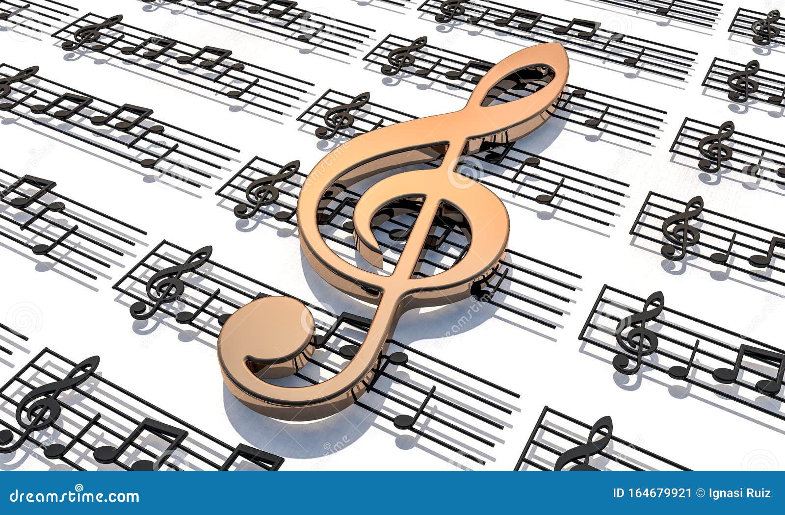 3D Render . Pentagram With Shiny Music Notes. Musical Background Stock ...