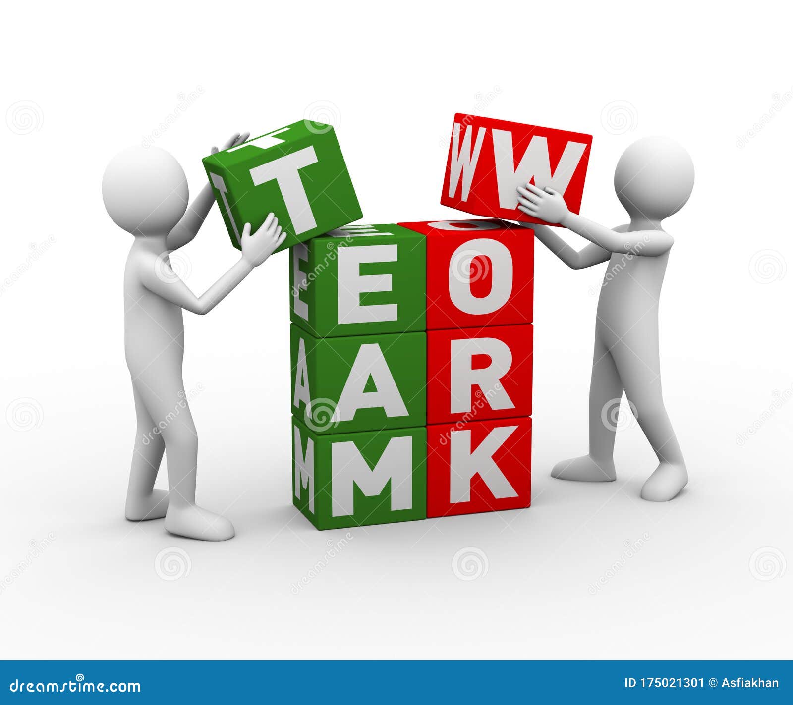 3d Render of People Completing Team Work Stack Cubes Boxes Stock ...