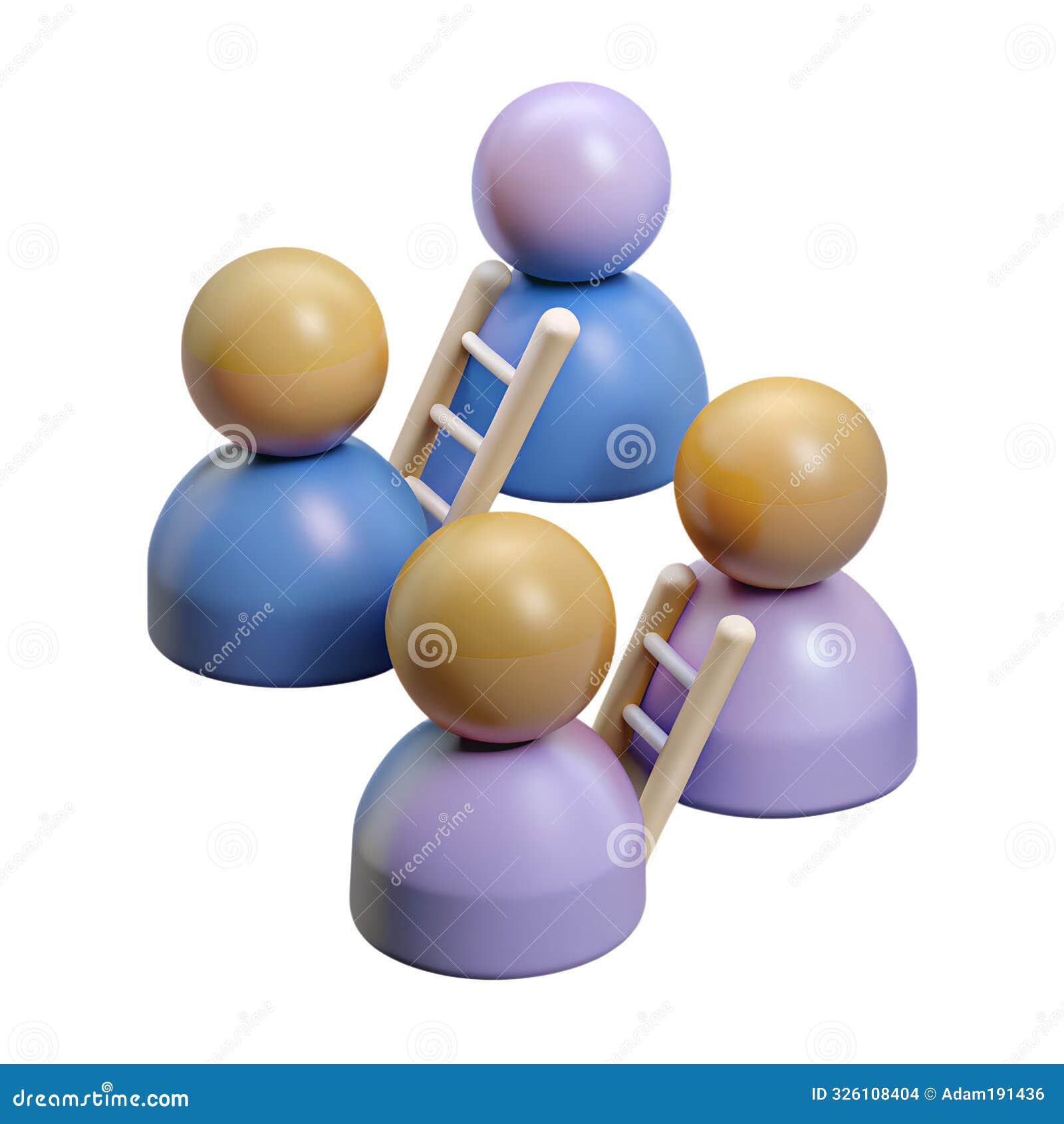 3d Render of People Connected by Ladders Stock Illustration ...