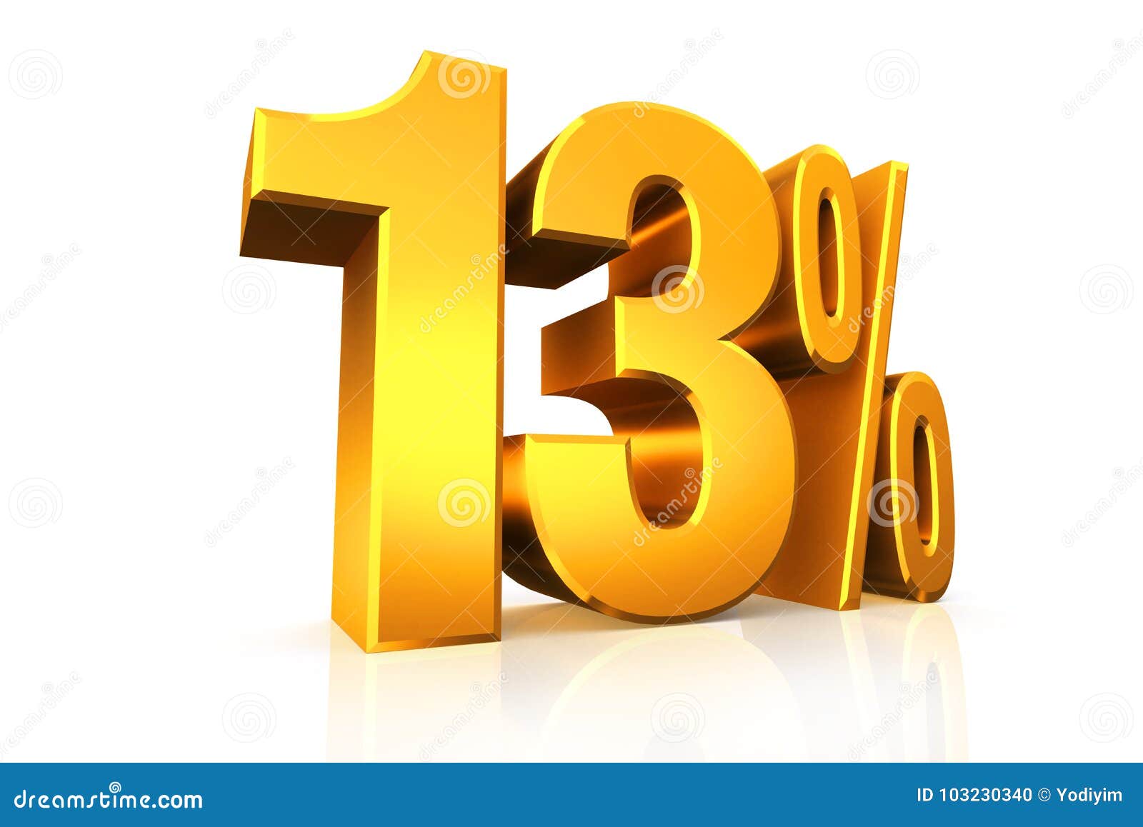 3D Render 13 Percent Text in Gold. Stock Illustration - Illustration of ...