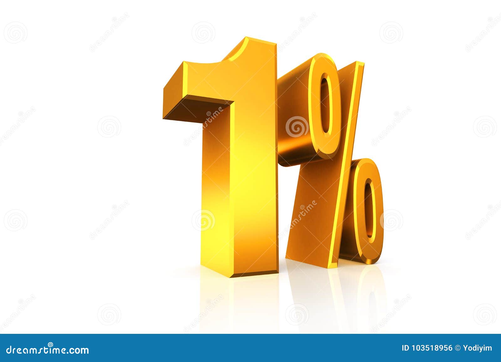 3D Render 1 Percent Text in Gold. Stock Illustration - Illustration of ...