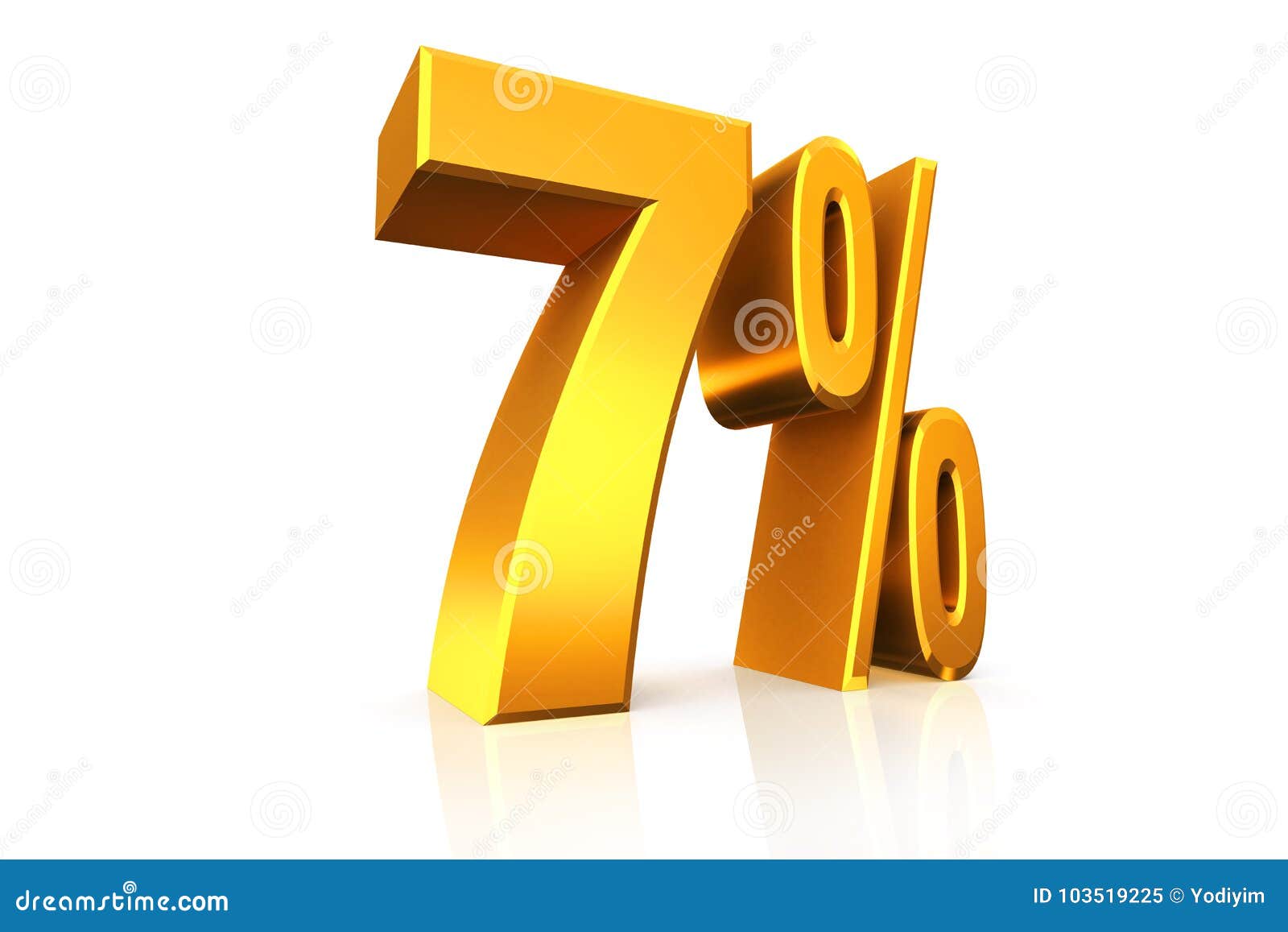 3D Render 7 Percent Text in Gold. Stock Illustration - Illustration of ...