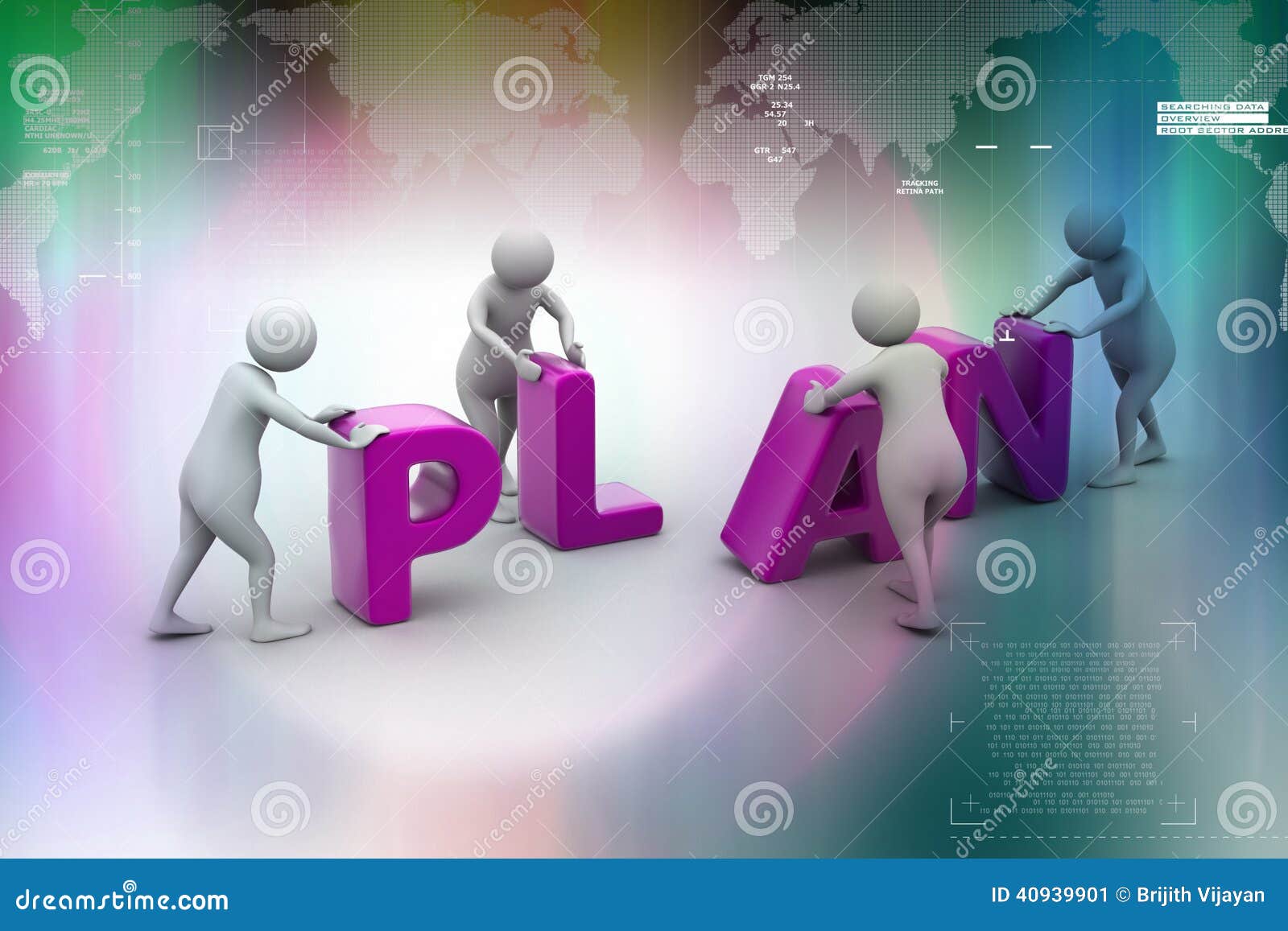 3d Render of Person Placing Plan Letters Stock Illustration ...