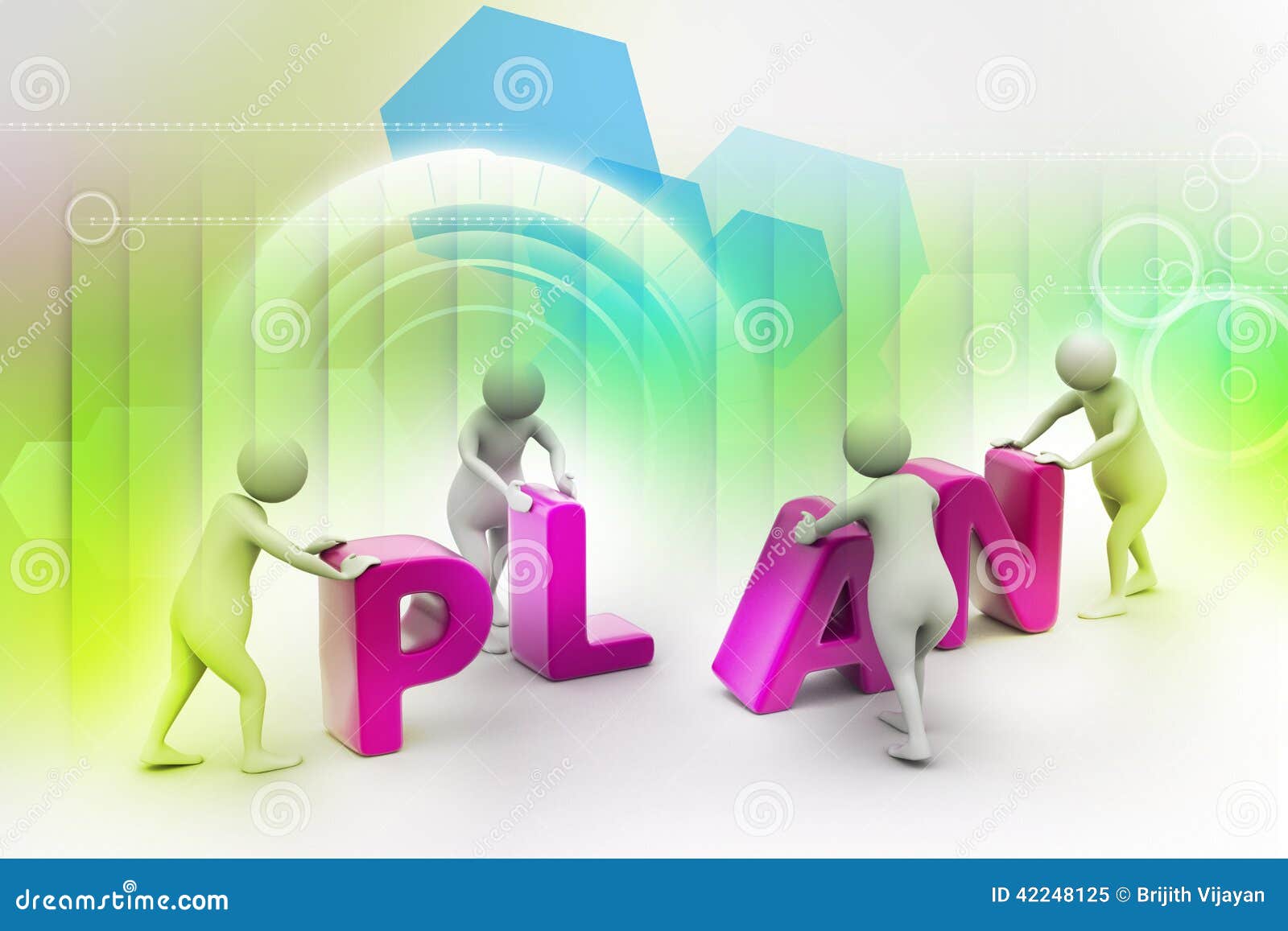3d Render of Person Placing Plan Letters Stock Illustration ...