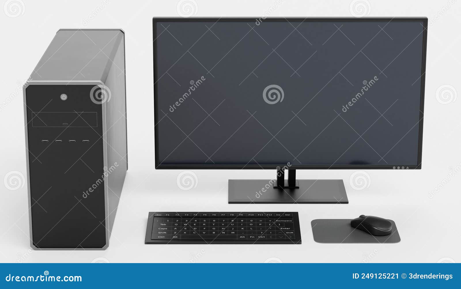 3D Render of Personal Computer Stock Illustration - Illustration of ...