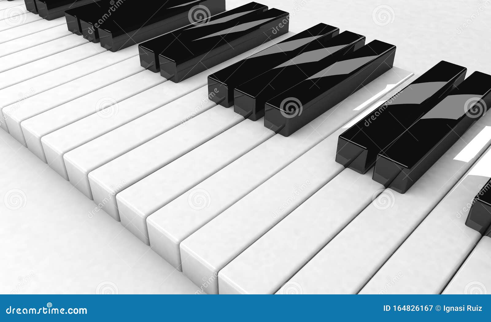 3D Render, Piano Keys with Treble Clef Notes . Musical Background Stock ...