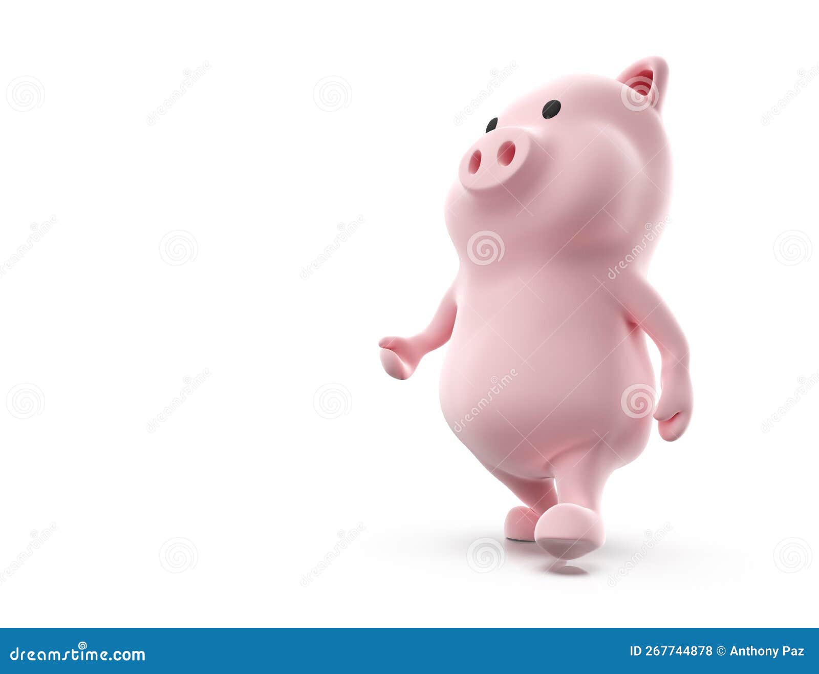 3d Render of Pig Walking on White Background Stock Illustration ...