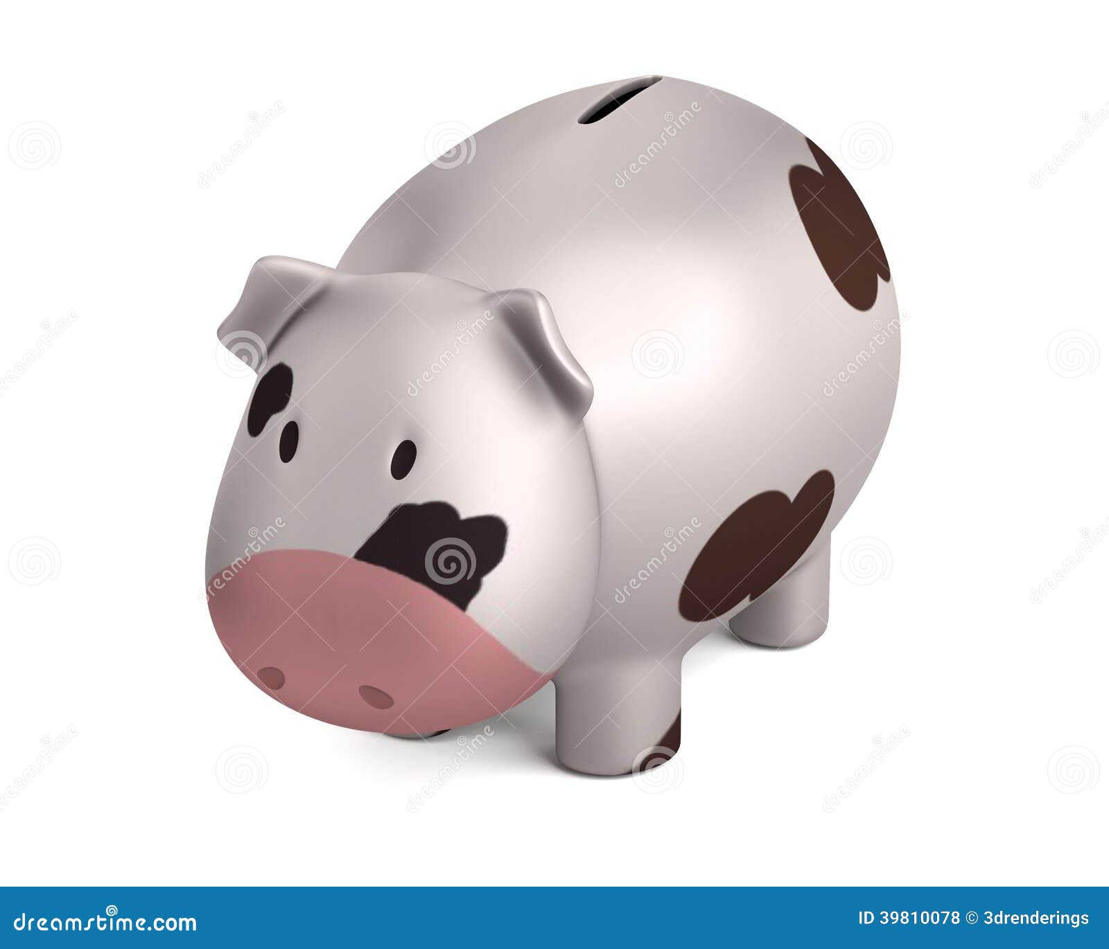 3d Render of Piggy Bank - Cow Stock Illustration - Illustration of ...