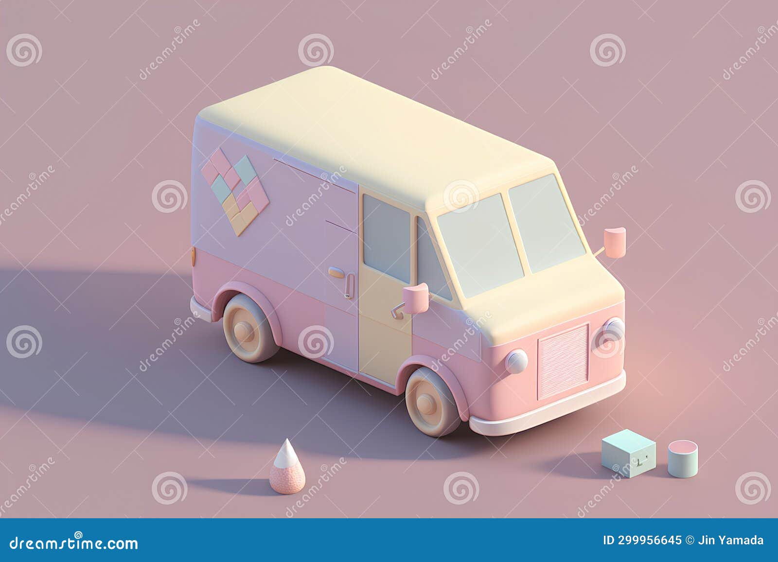 3d Render of Pink Camper Van. 3d Rendering Stock Illustration ...