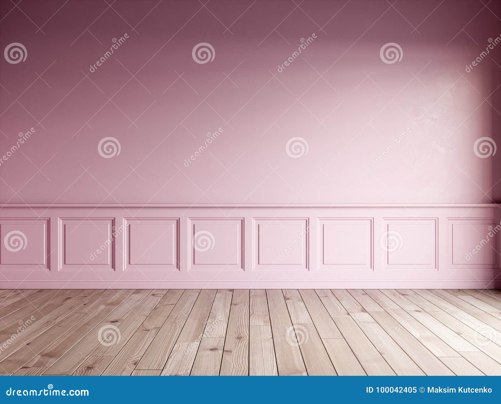 3d Render of Pink Interior with Classic Panels on Wall and Natural ...