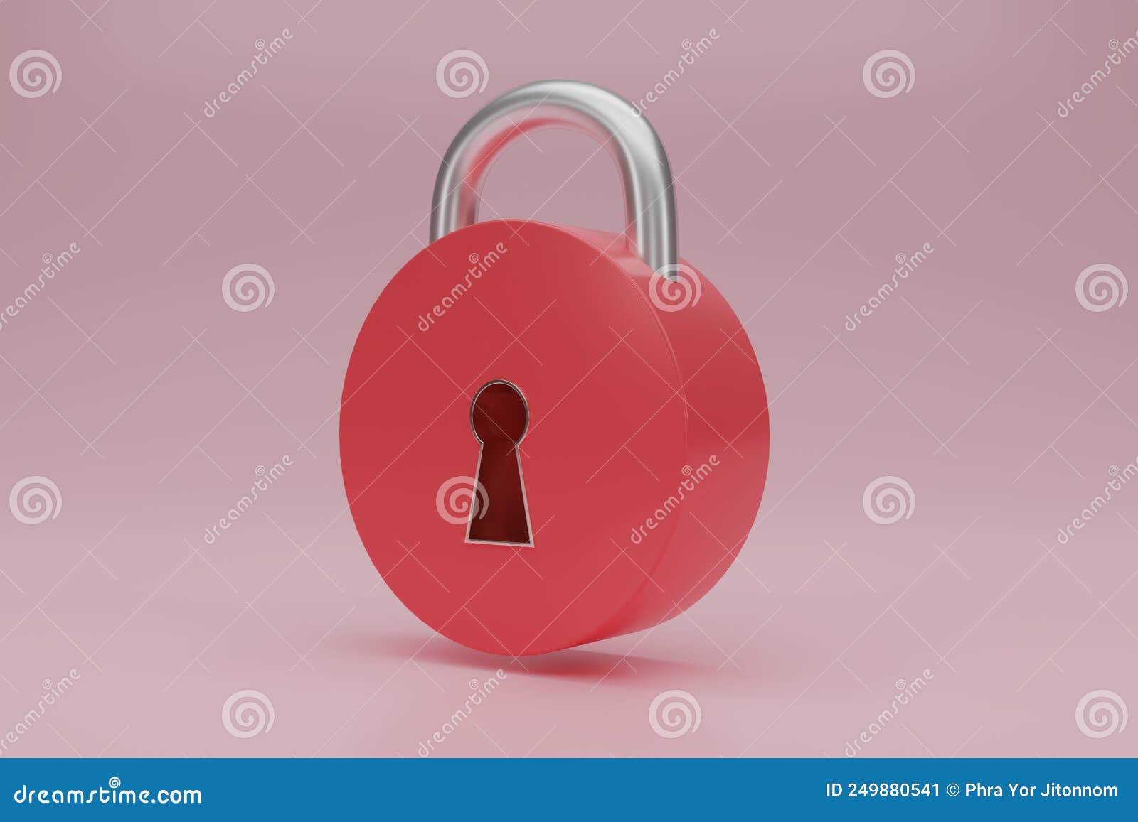 3D Render Pink Metal Padlock Icon Isolated on Light Pink Background ...