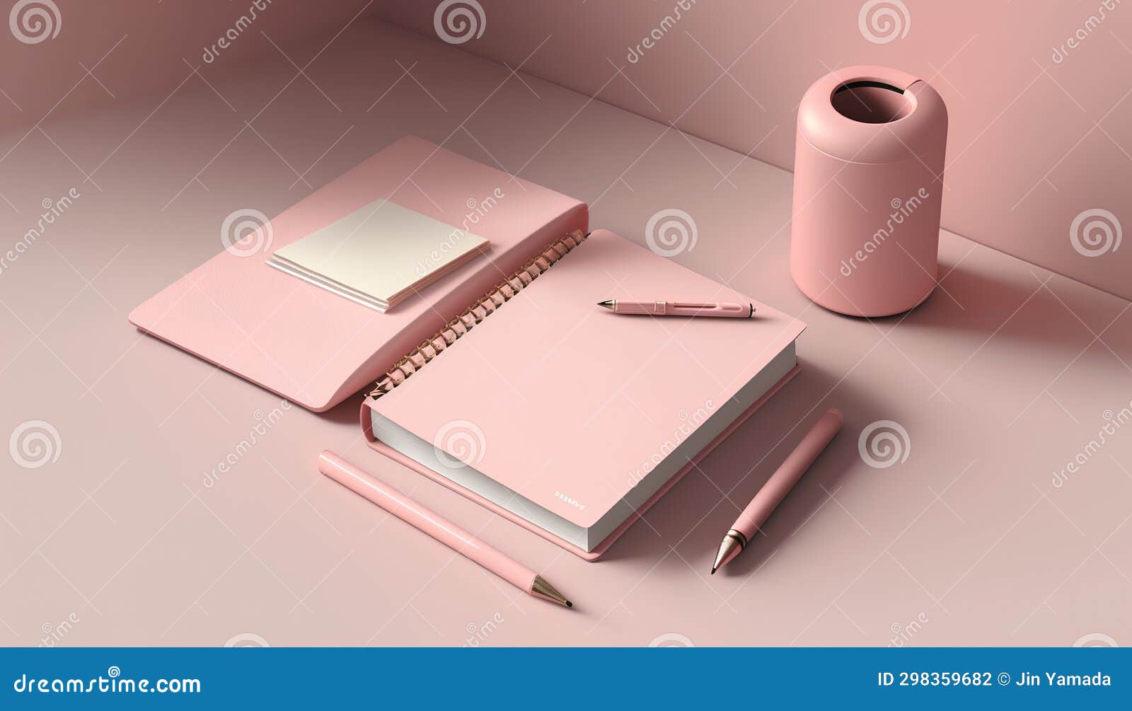 3d Render of a Pink Notebook with a Pen in the Corner Stock ...