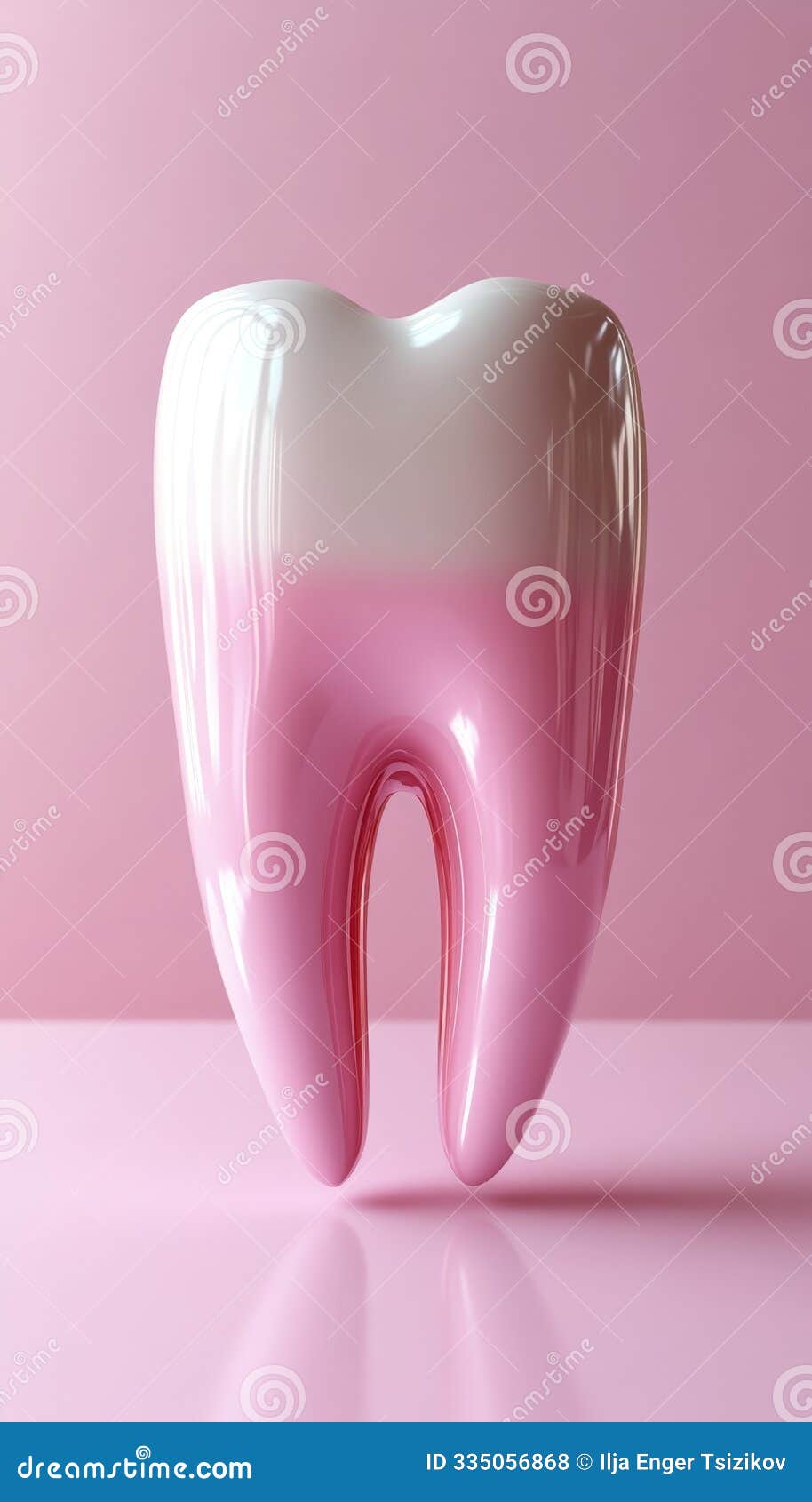 3d Render of a Pink and White Anatomically Correct Tooth Model Isolated on a Pink Studio ...