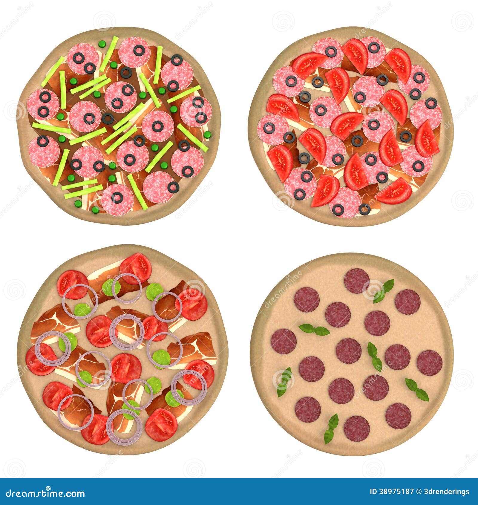 3d render of pizzas stock illustration. Illustration of graphics - 38975187