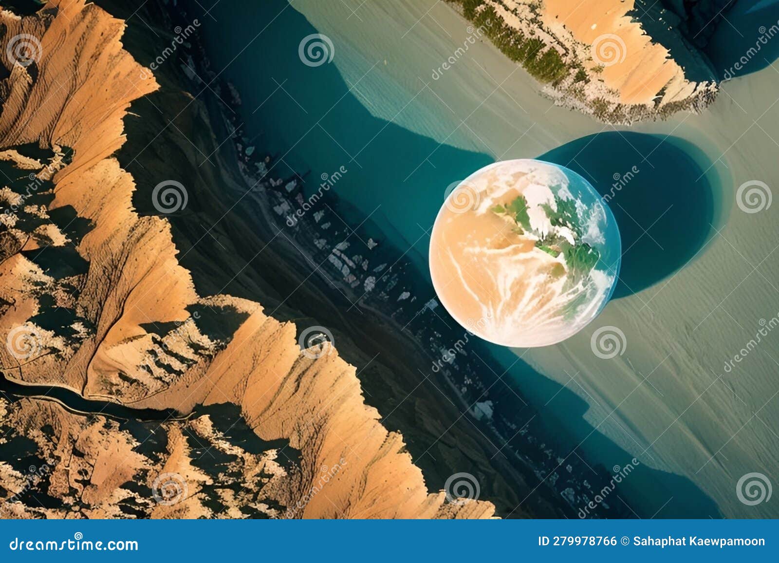 3d Render of Planet Earth in the Desert. View from Space Stock ...