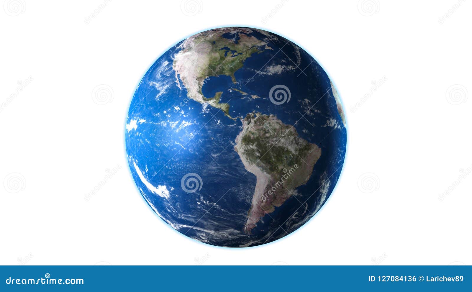 3D Render of Planet Earth Isolated on White Background Stock ...