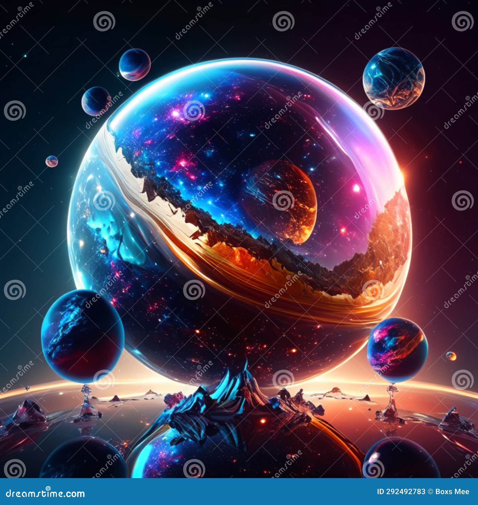 3d Render of Planet in Space with Stars and Planets. 3d Illustration ...