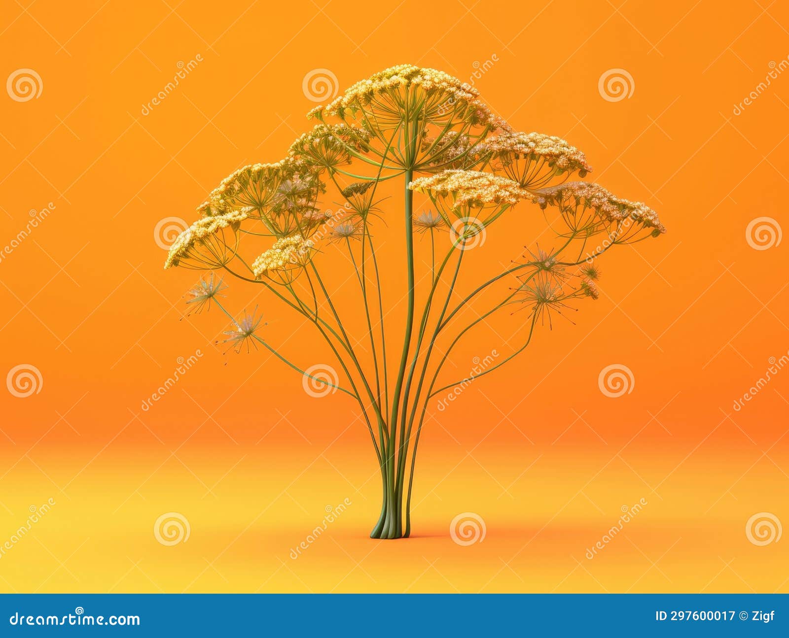 3d Render of Plant on an Orange Background Stock Illustration ...