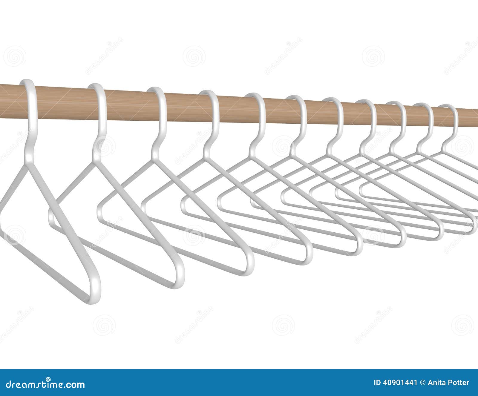 3d Render Plastic Hangers Hanging on a Rod Stock Illustration ...