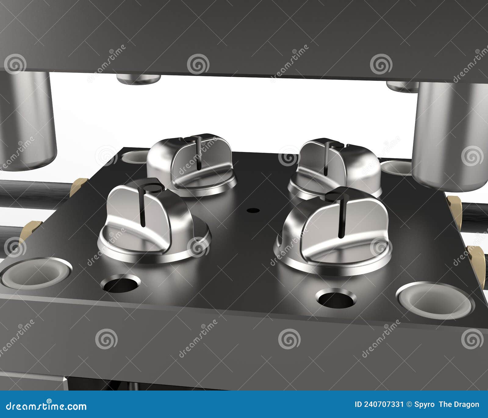 Injection Moulding Machine Vector Illustration. Full Cycle Scheme With ...