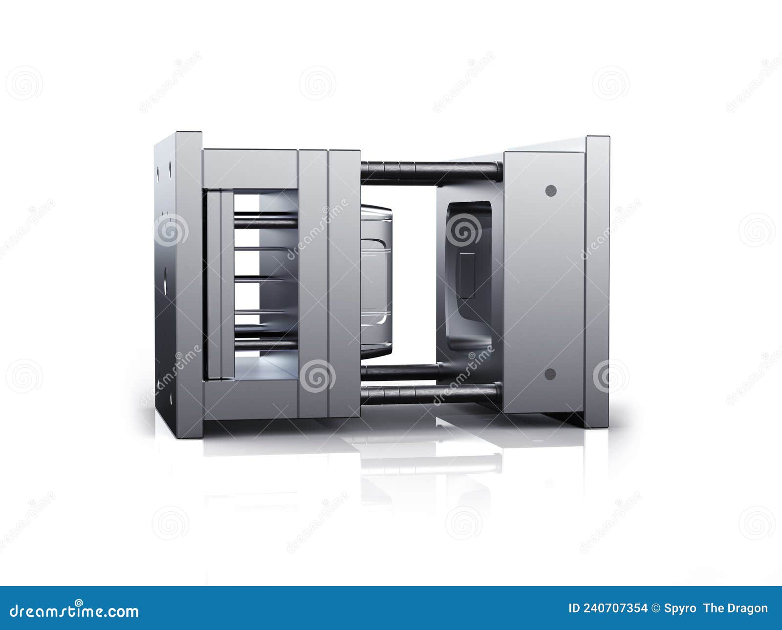 Injection Moulding Machine Vector Illustration. Full Cycle Scheme With ...