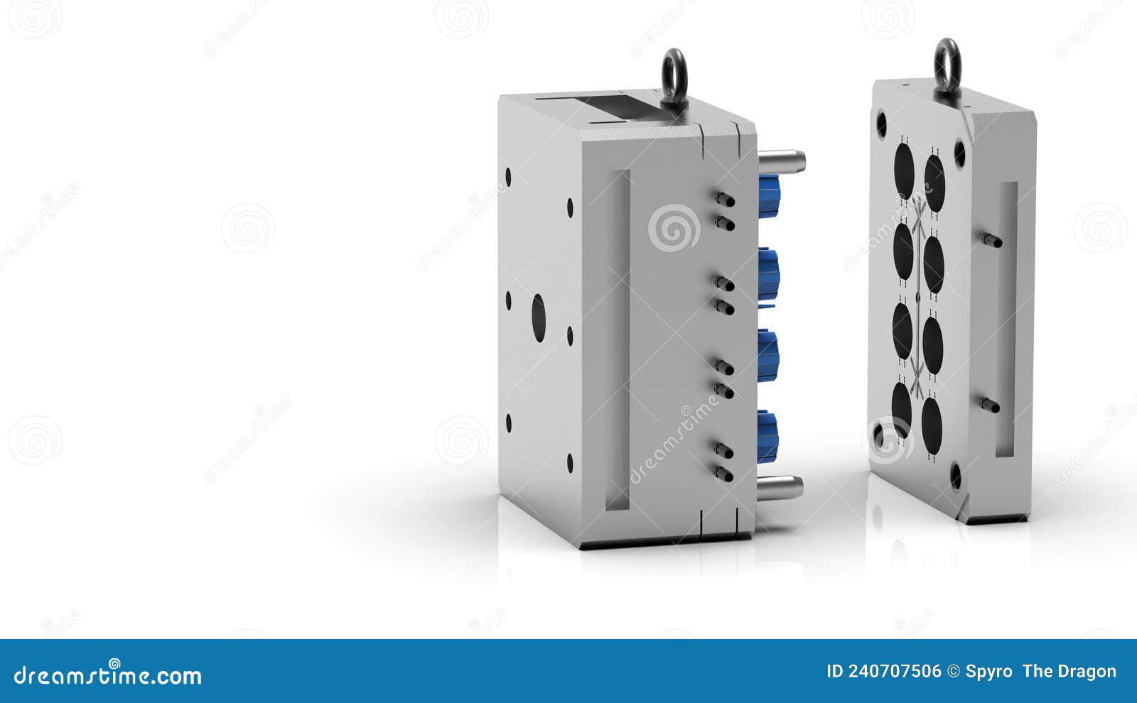Injection Moulding Machine Vector Illustration. Full Cycle Scheme With ...