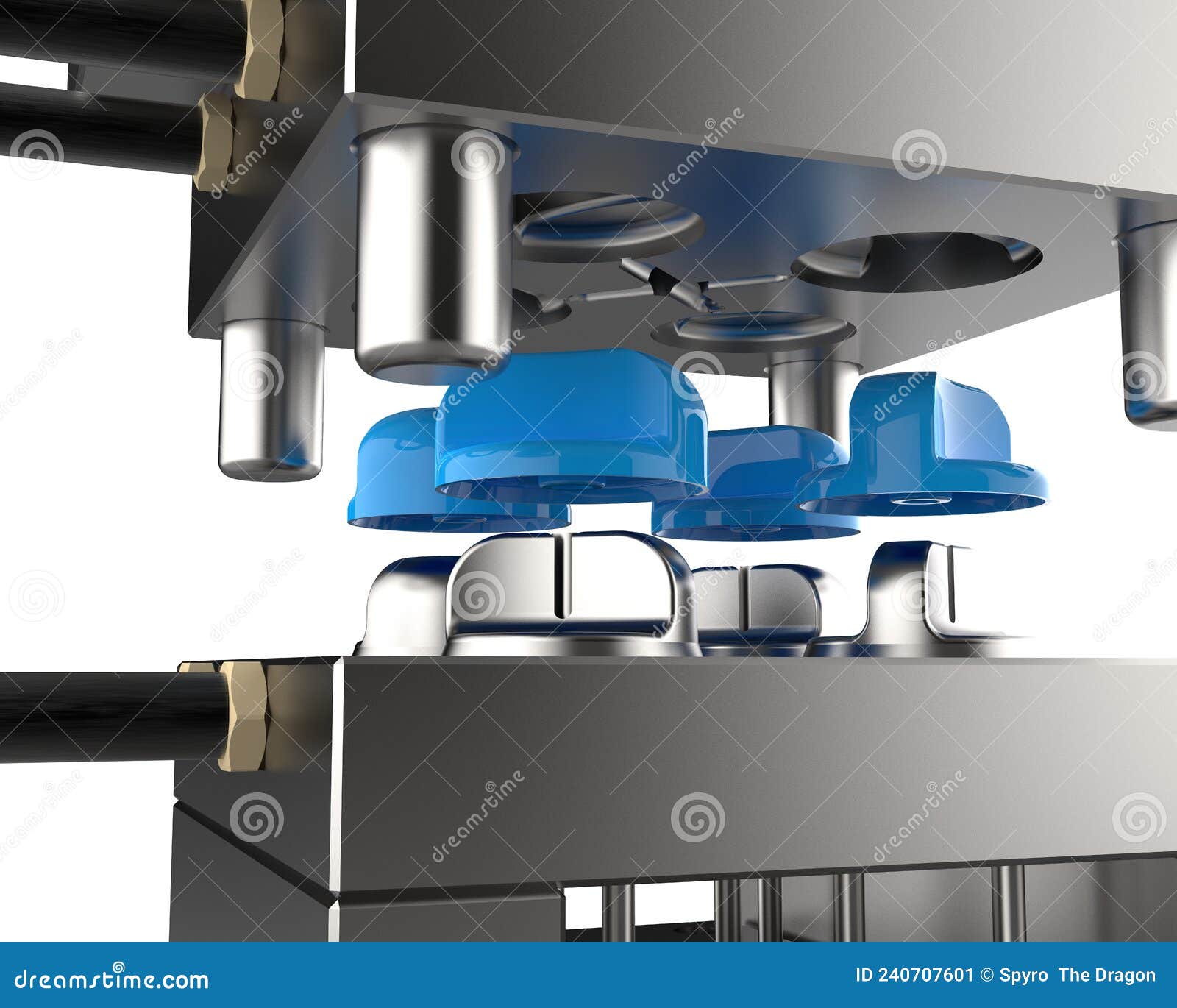 Injection Moulding Machine Vector Illustration. Full Cycle Scheme With ...