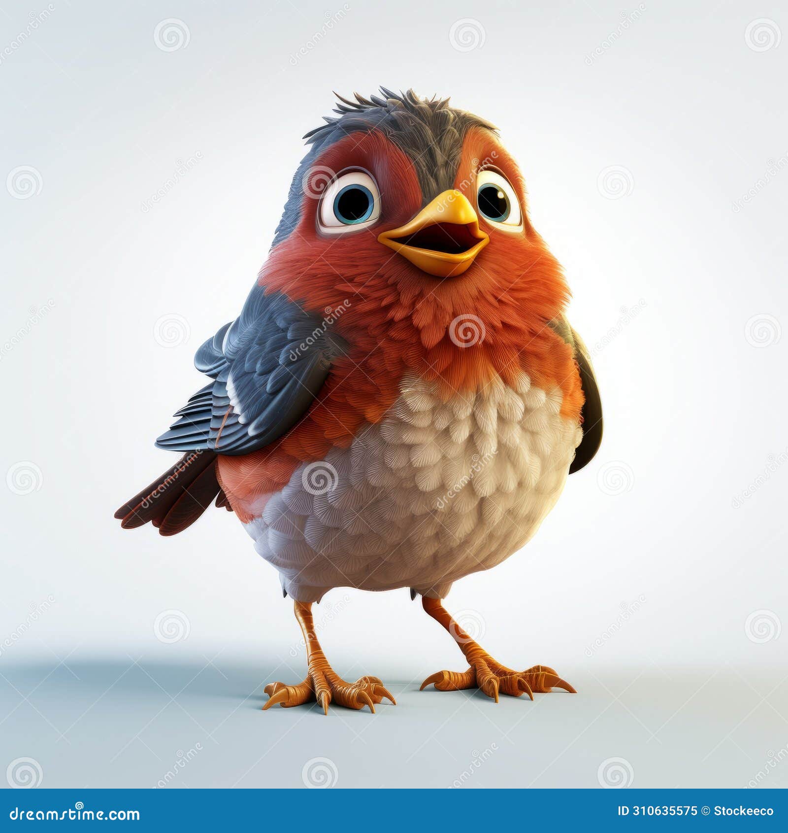 3d Render of Plastic Robin Cartoon Character on White Background Stock ...
