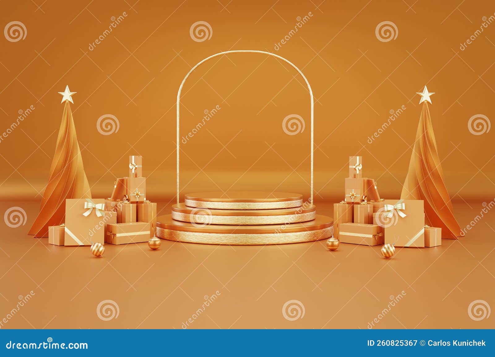 3d Render of Podium at Christmas Concept with-decoration Stock ...