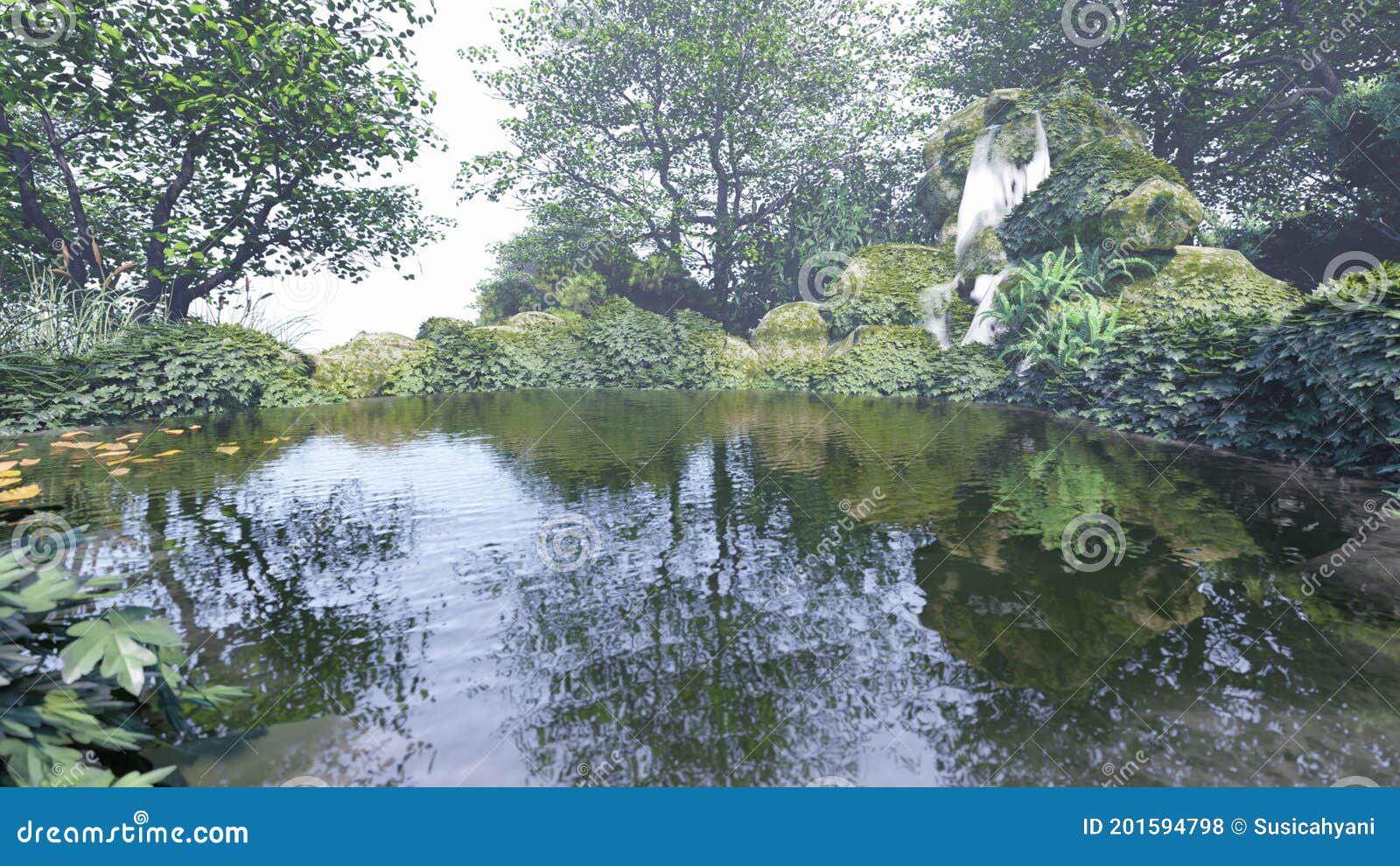 3d render ponds stock illustration. Illustration of nature - 201594798