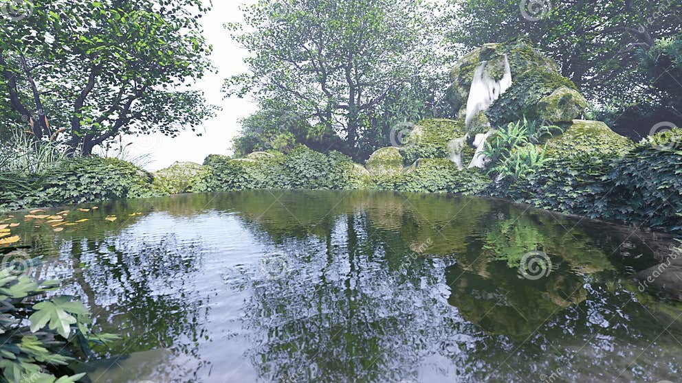3d render ponds stock illustration. Illustration of nature - 201594798