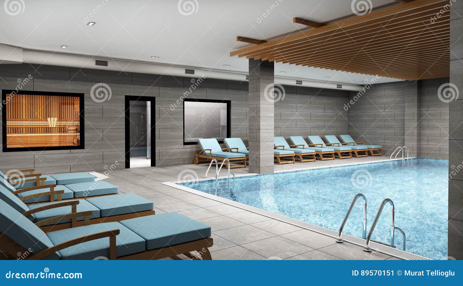 3D Render of Pool, Spa and Wellness Center Stock Illustration ...
