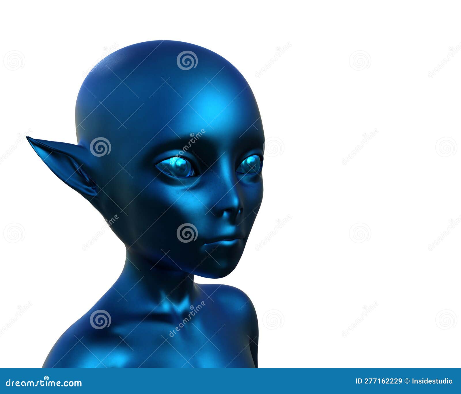 3d Render. Portrait of a Blue Elf on a White Background. Stock ...