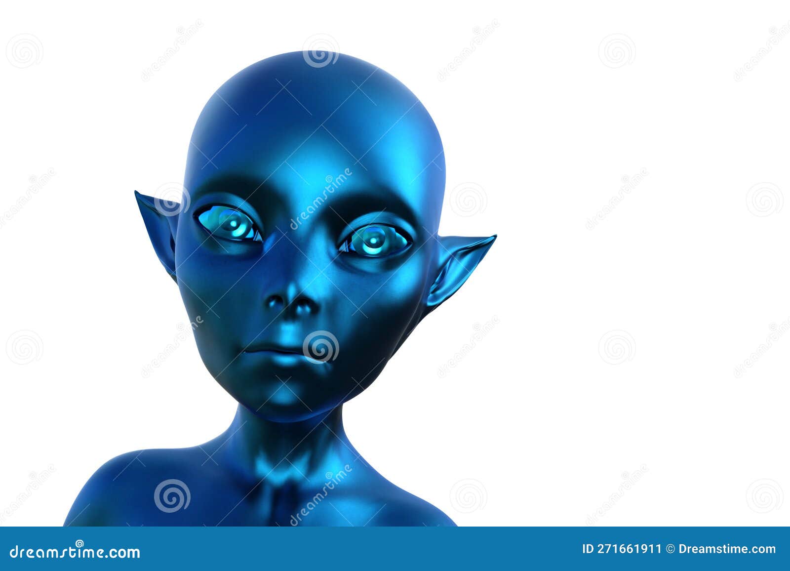 3d Render. Portrait of a Blue Elf on a White Background. Stock ...