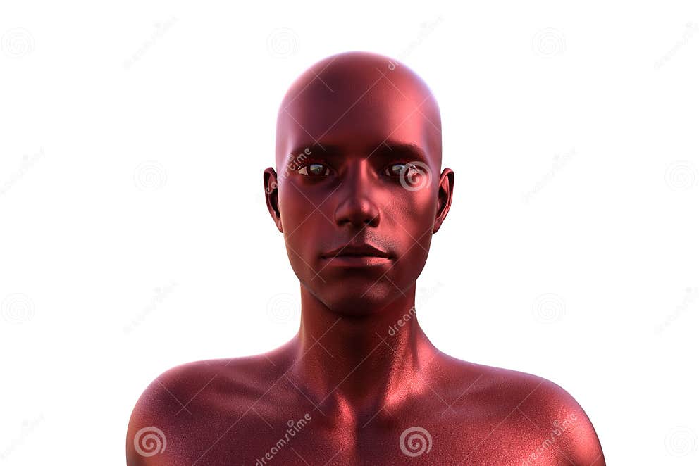 3D Render. Portrait of a Red Bald Man on a White Background. Stock ...