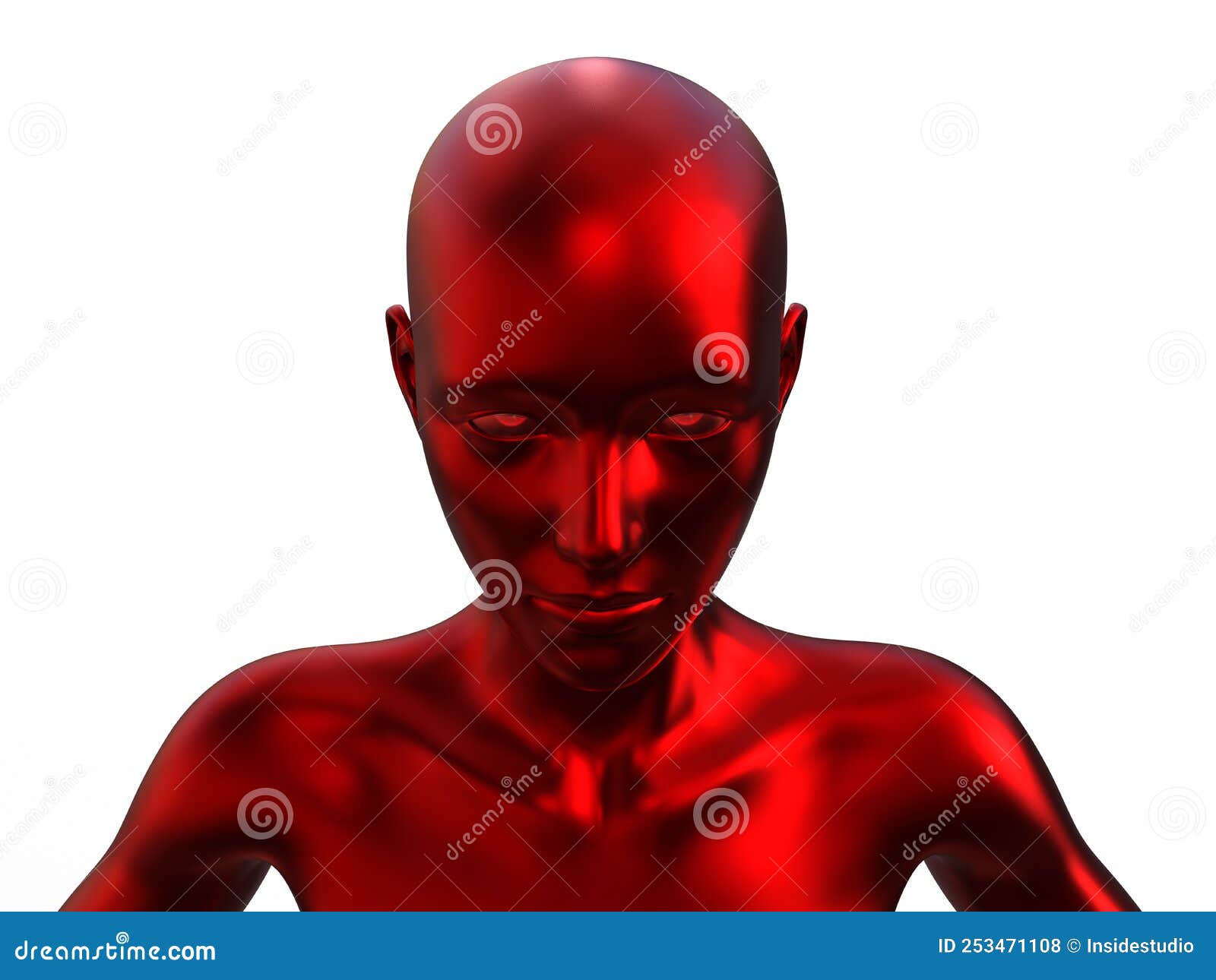 3D Render Portrait of a Red Bald Woman on a White Background. Stock ...