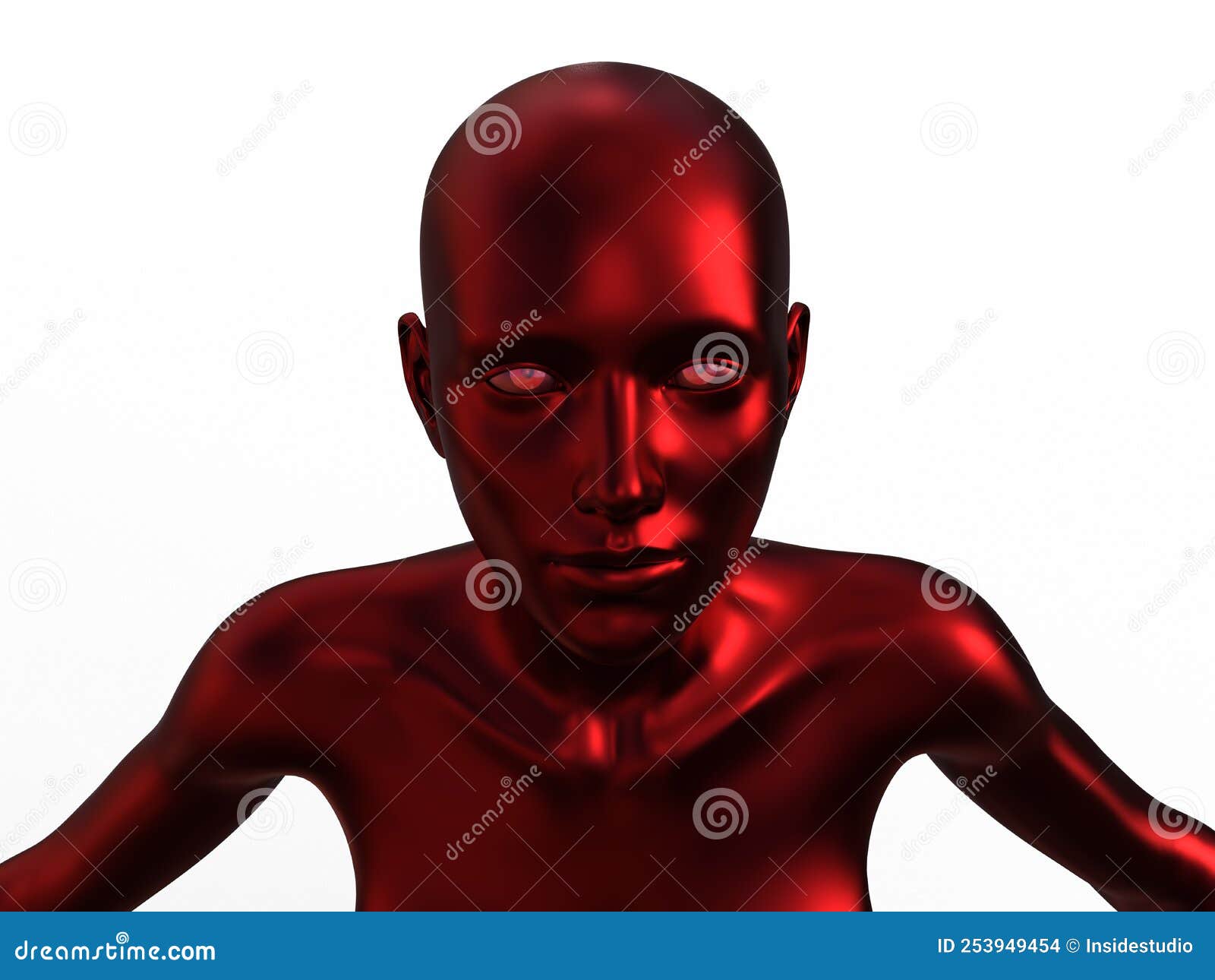 3D Render Portrait of a Red Bald Woman on a White Background. Stock ...