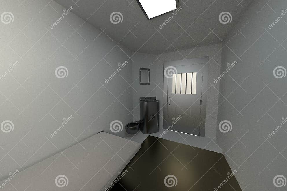 3d render of prison cell stock illustration. Illustration of cell ...