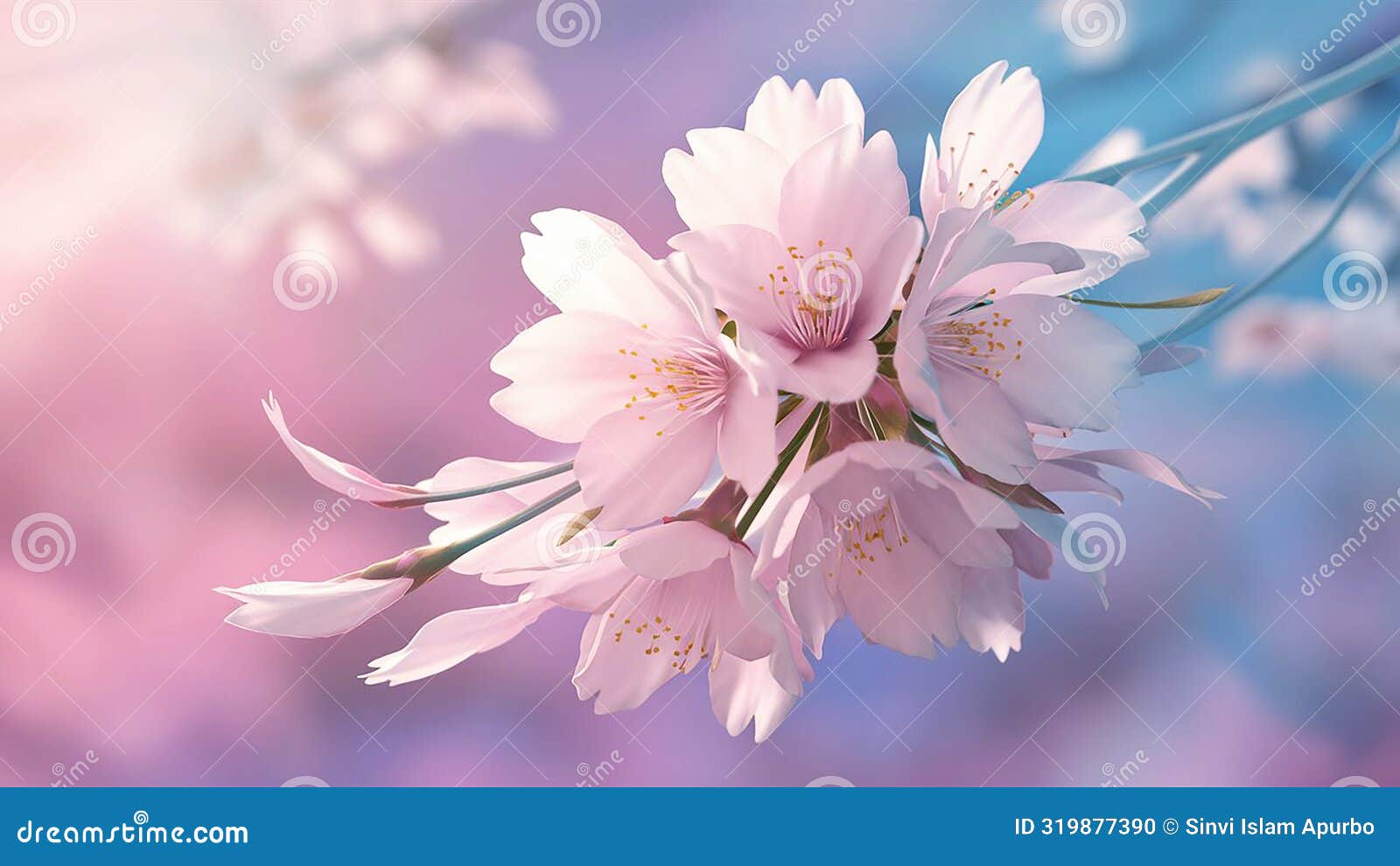 3D Render Pristine Cherry Blossom Flower, Meticulously Crafted ...