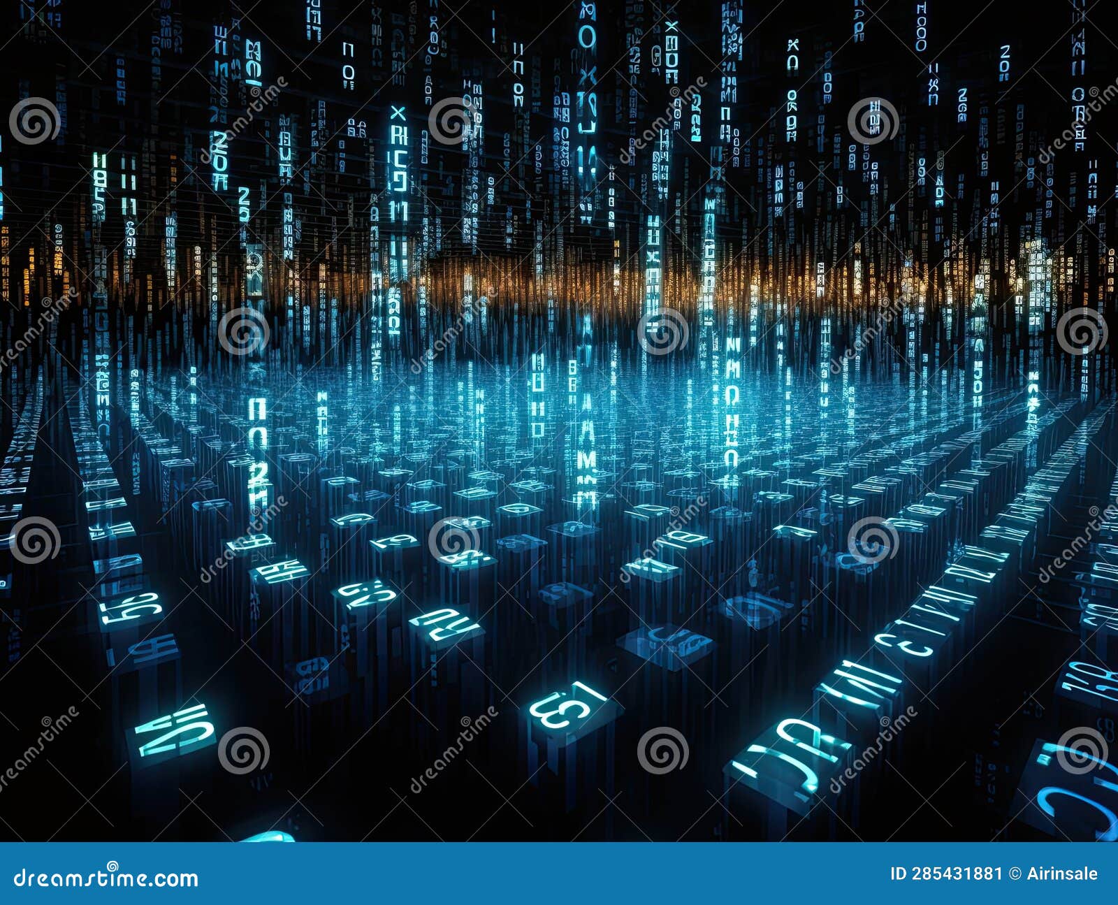3D Render of Programming Binary World, Machine Processes Inside ...