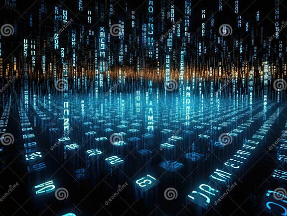 3D Render of Programming Binary World, Machine Processes Inside ...